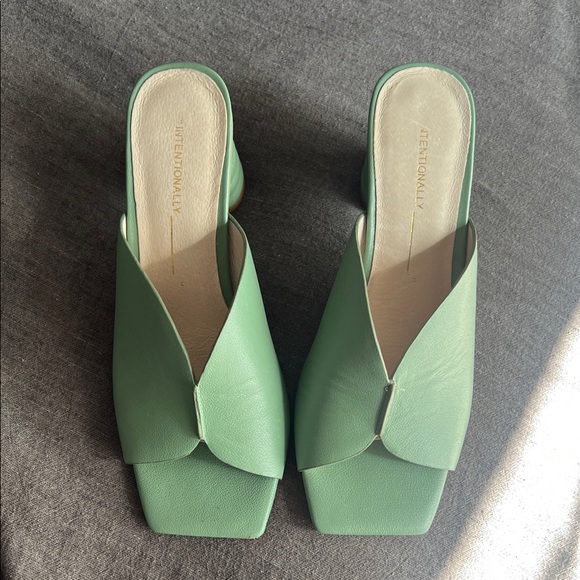 INTENTIONALLY BLANK | Shoes | Intentionally Blank Mint Green Mules ...
